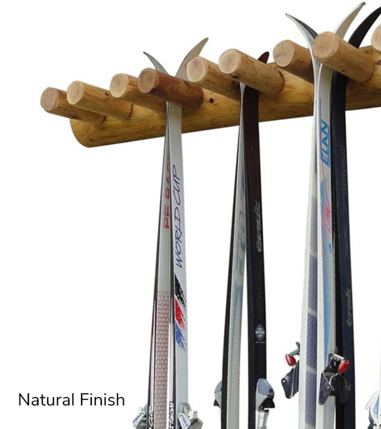 10 Place Wall Ski Rack | Wood Log Construction | Mount On Your Wall