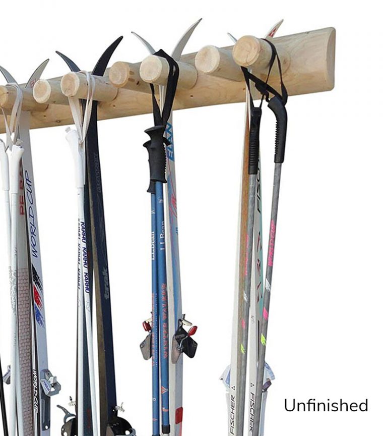 10 Place Wall Ski Rack | Wood Log Construction | Mount On Your Wall