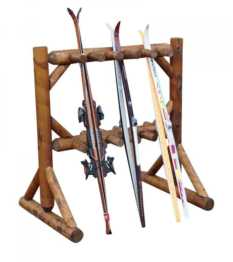 11-Pair Freestanding Ski Rack | Store Your Skis With Wooden Ski Racks